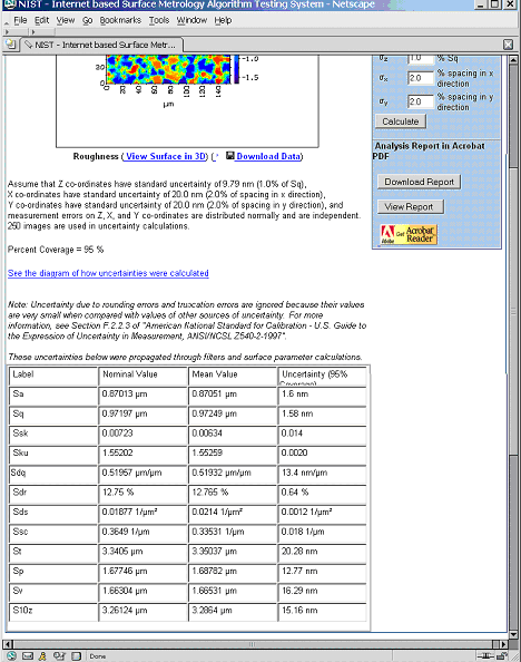 Filter & Surface Parameters